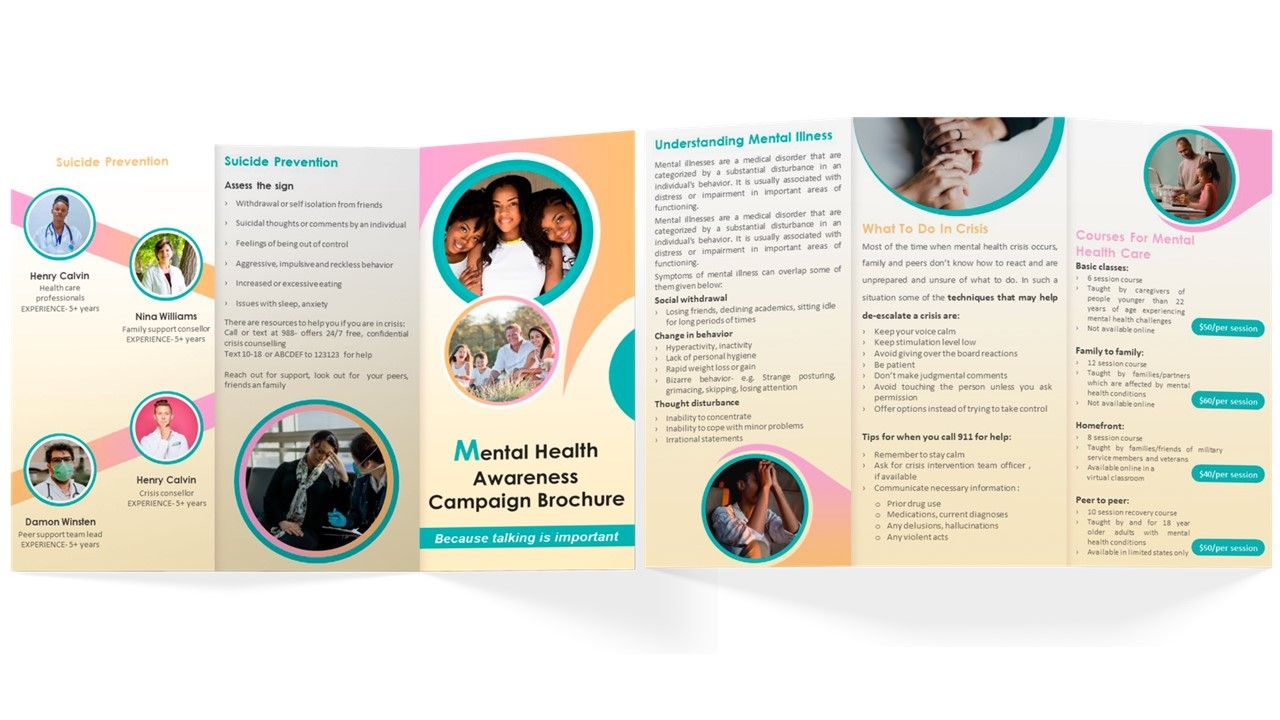Mental Health Awareness Brochure Trifold PPT PowerPoint