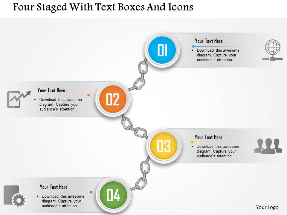 0115 Four Staged With Text Boxes And Icons Powerpoint Template ... 0115 Four Staged With Text Boxes And Icons Powerpoint Template ...