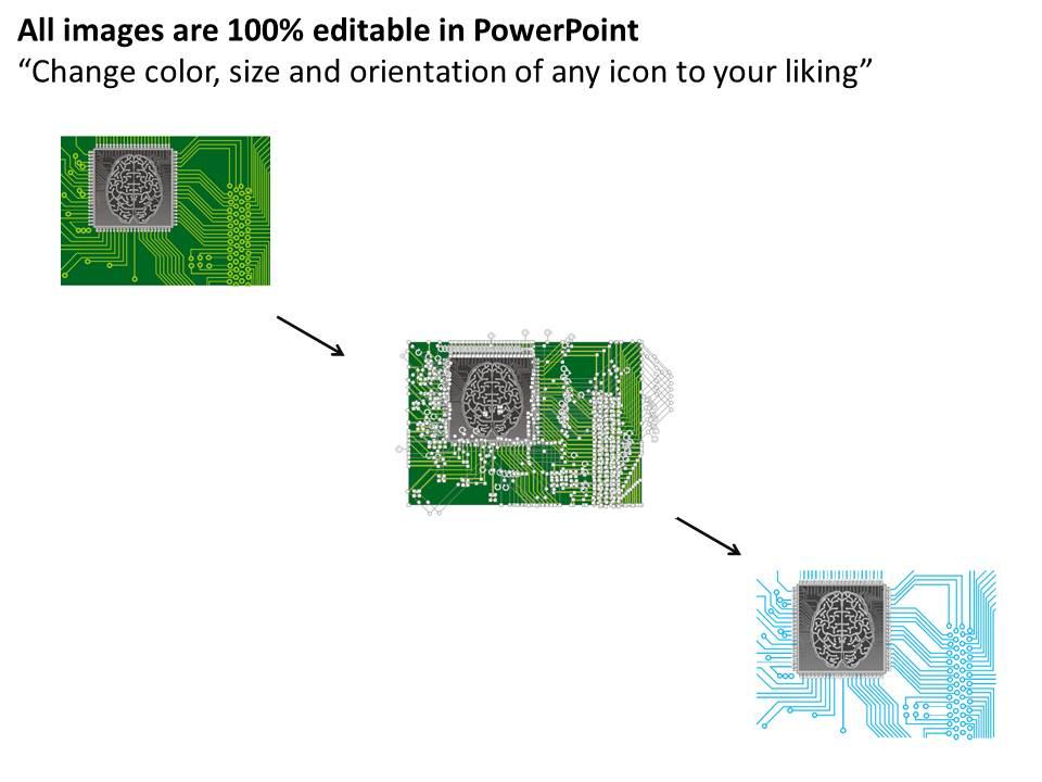 0814 Chip Cpu Gpu On A Printed Circuit Board With A Brain Embedded On Microprocessor Ppt Slides