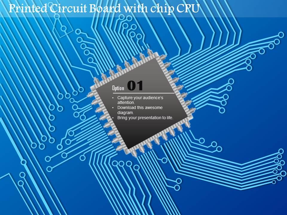 0814 Printed Circuit Board Pcb With Chip Cpu In The Middle And Copper Connections Ppt Slides