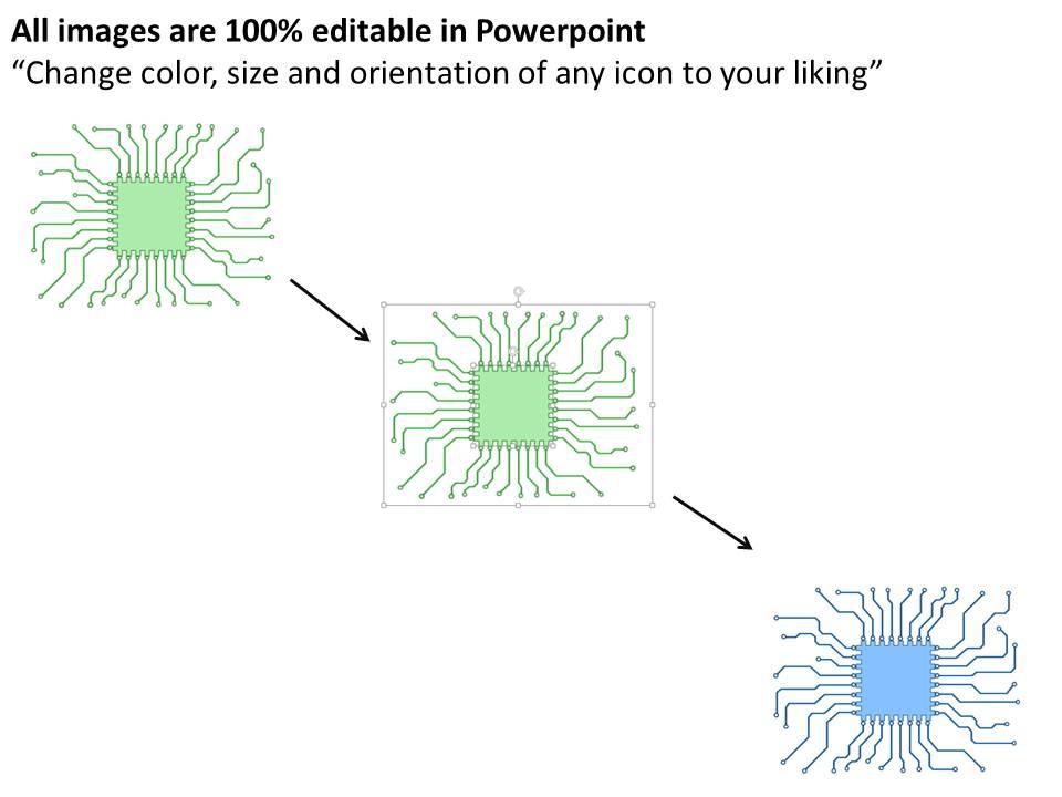 0814 Printed Circuit Board Pcb With Chip Cpu Microprocessor With Connections For Eda Ppt Slides