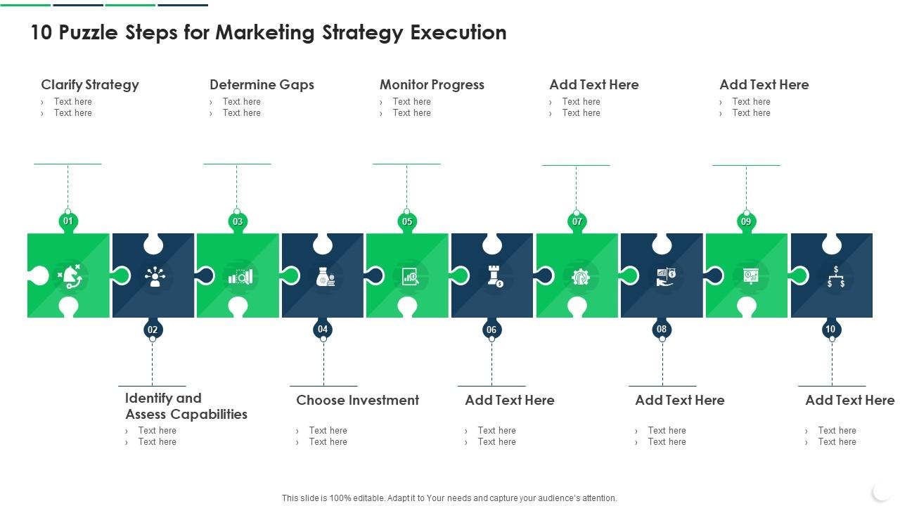 10 Puzzle Steps For Marketing Strategy Execution Presentation