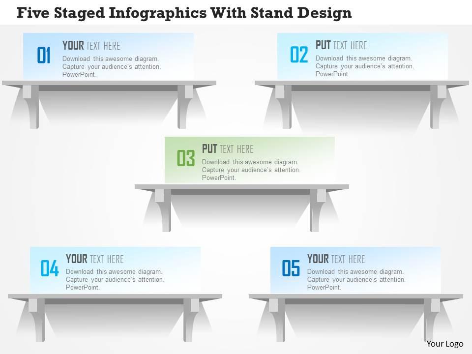 1214 Five Staged Infographics With Stand Design Powerpoint Template ...