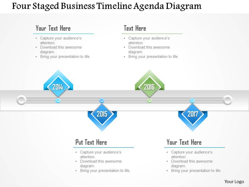 1214 Four Staged Business Timeline Agenda Diagram PowerPoint Template ...