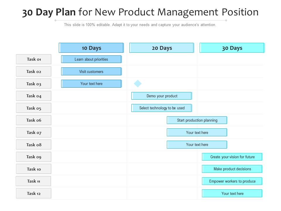 30 Day Plan For New Product Management Position | Presentation Graphics ...