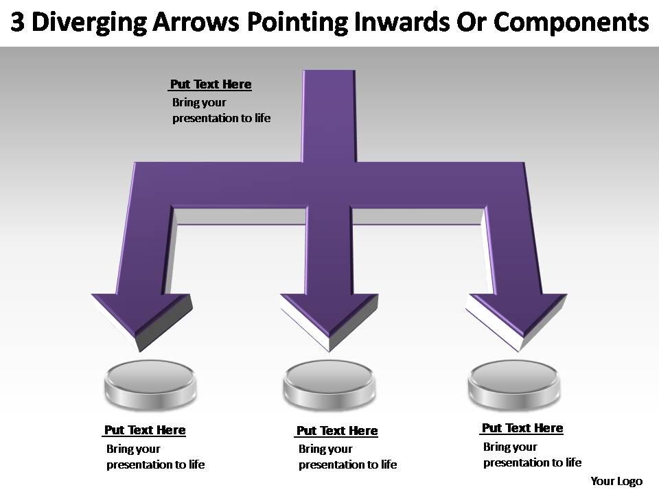 3 Diverging Arrows Pointing Inwards Powerpoint Templates Graphics