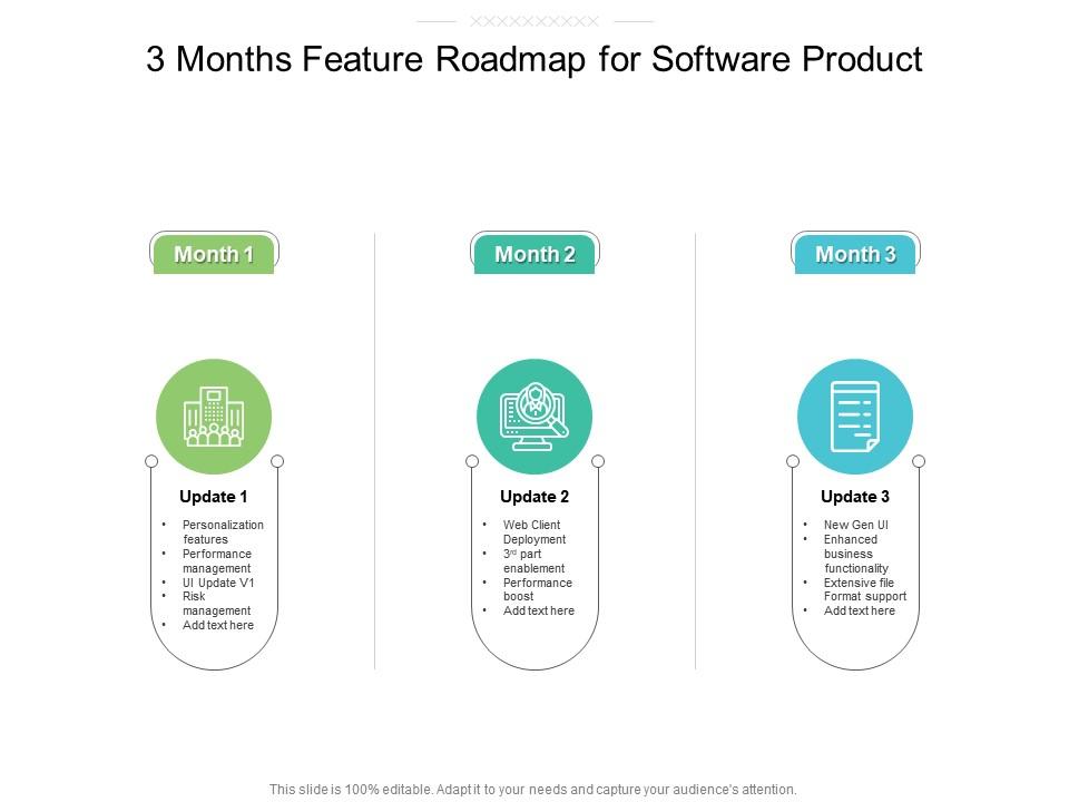3 Months Feature Roadmap For Software Product Presentation Graphics