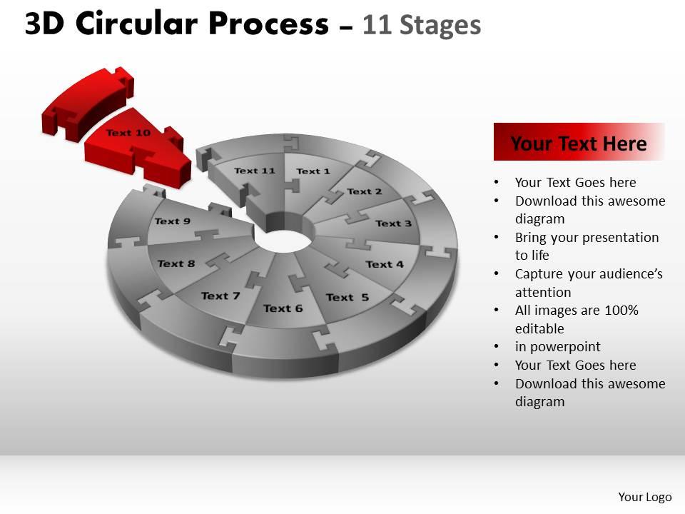3D Circular Process Cycle Diagram Chart 11 Stages Design 3 Powerpoint ...