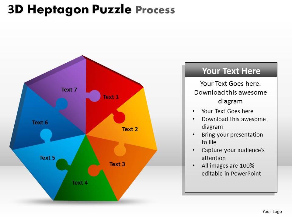 3D Heptagon Puzzle Process 1 | PowerPoint Design Template | Sample ...