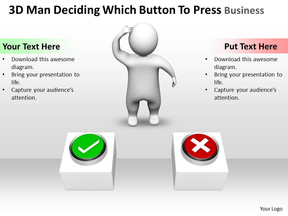 3D Man Deciding Which Button To Press Business Ppt Graphics Icons ...
