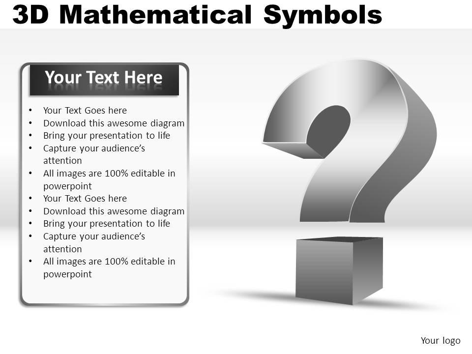 3d Mathematical Symbols Powerpoint Presentation Slides Powerpoint Slide Template