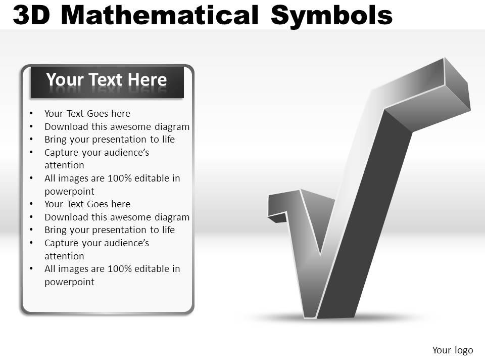 3d Mathematical Symbols Powerpoint Presentation Slides Powerpoint Slide Template