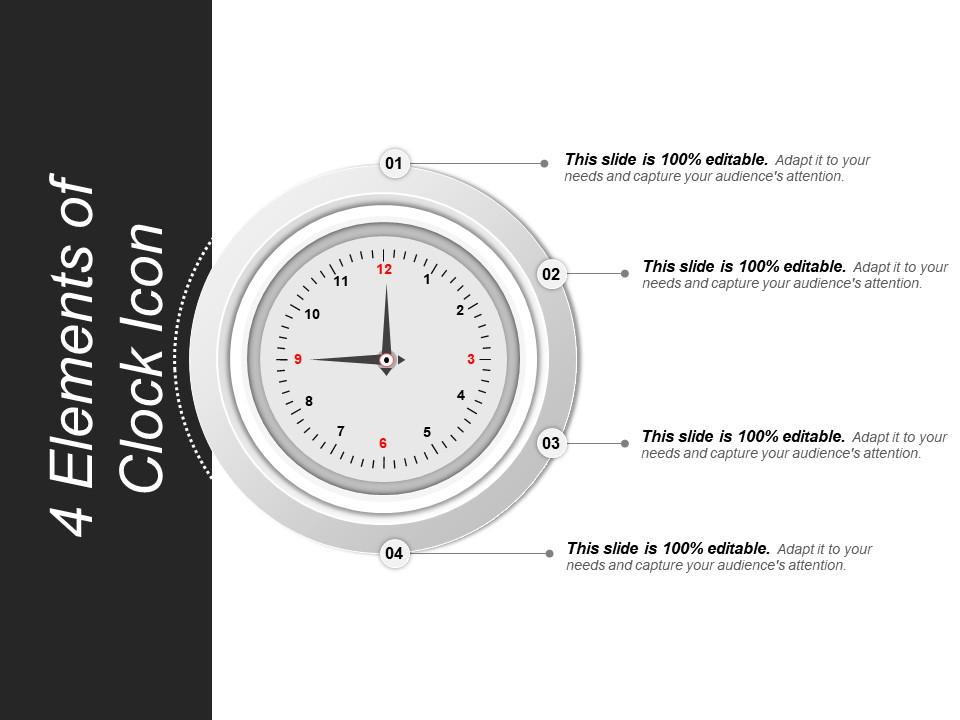 4 Elements Of Clock Icon Powerpoint Slide Download | PowerPoint Slides ...