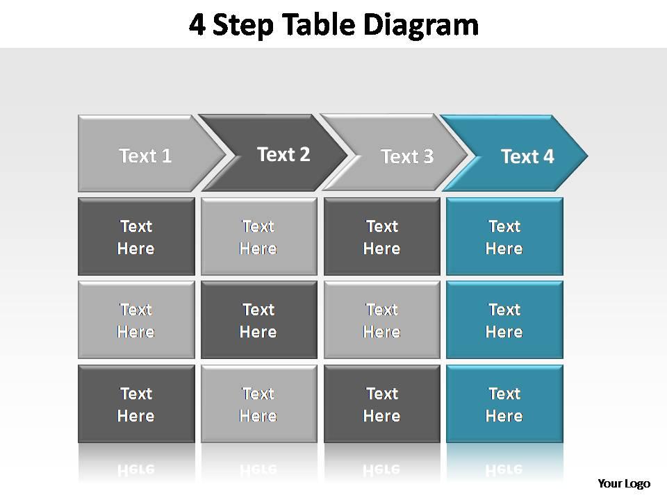4 step table diagram editable powerpoint templates | Presentation ...