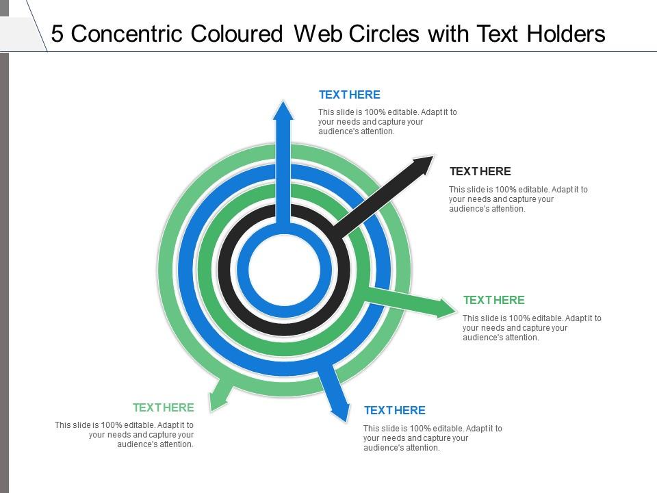 5 Concentric Coloured Web Circles With Text Holders | PowerPoint Slide ...