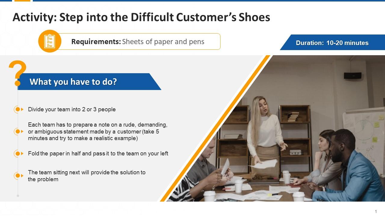 Activity On Step Into The Difficult Customers Shoes Edu Ppt ...