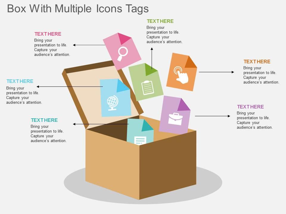 ad Box With Multiple Icons Tags Flat Powerpoint Design | PowerPoint ...