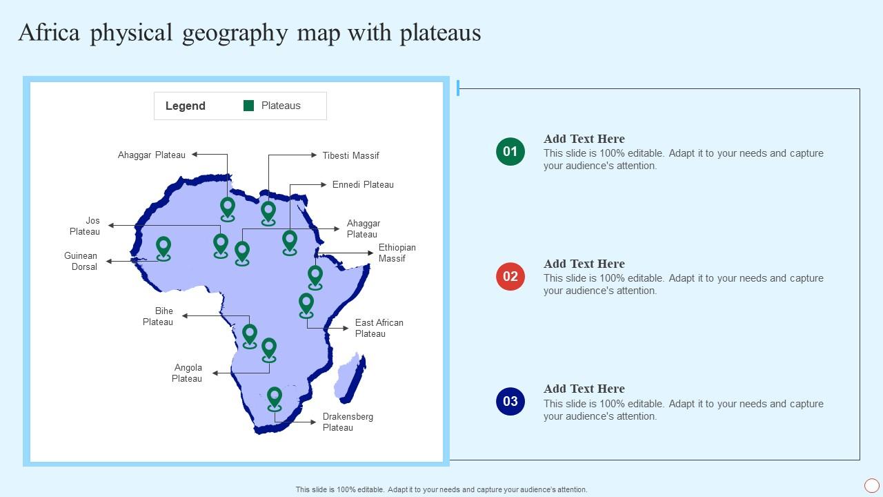 Africa Physical Geography Map With Plateaus PPT Slide