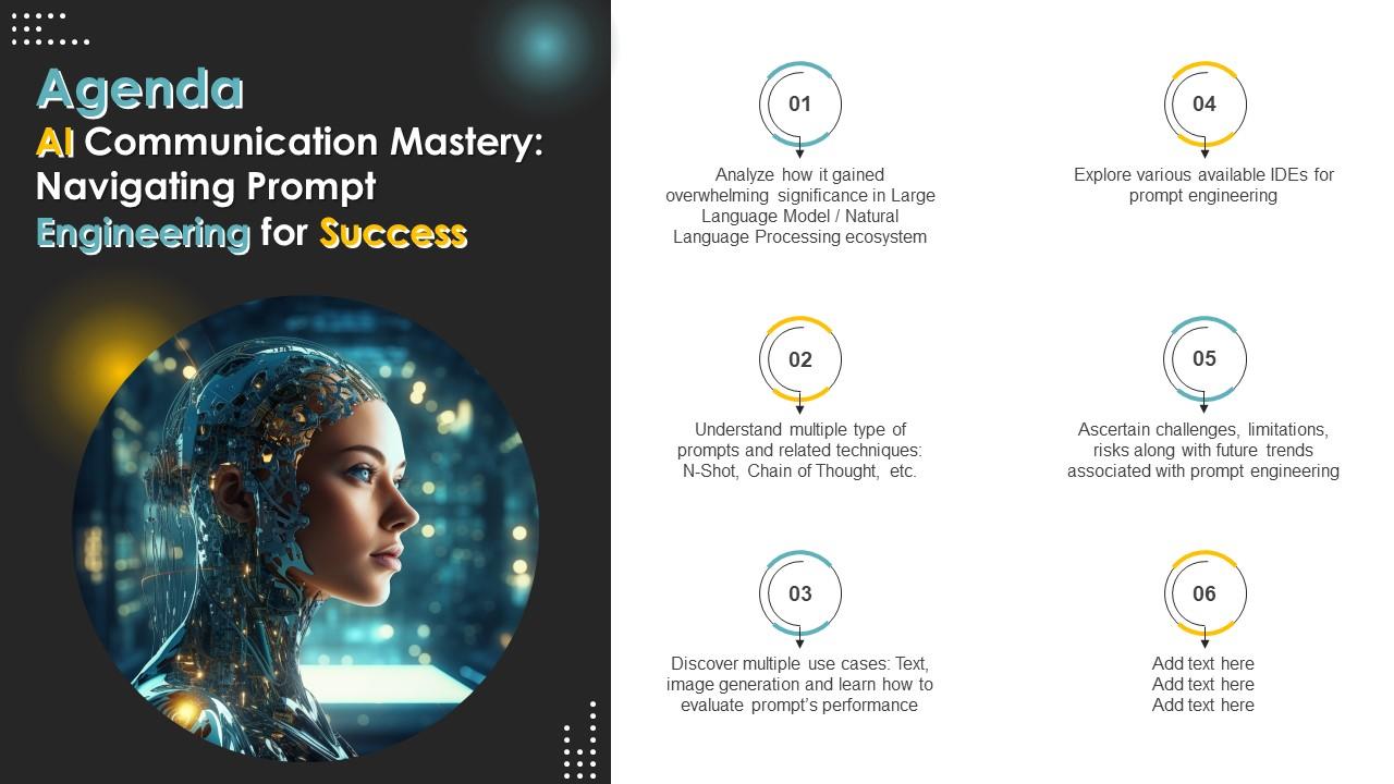 Agenda Ai Communication Mastery Navigating Prompt Engineering For Success Ppt Sample Ai Ss V Ppt