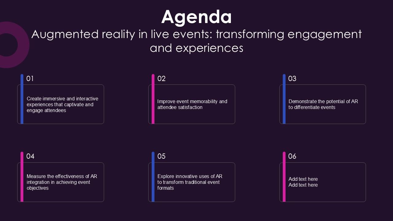 Agenda Augmented Reality In Live Events Transforming Ppt Slides PPT Example