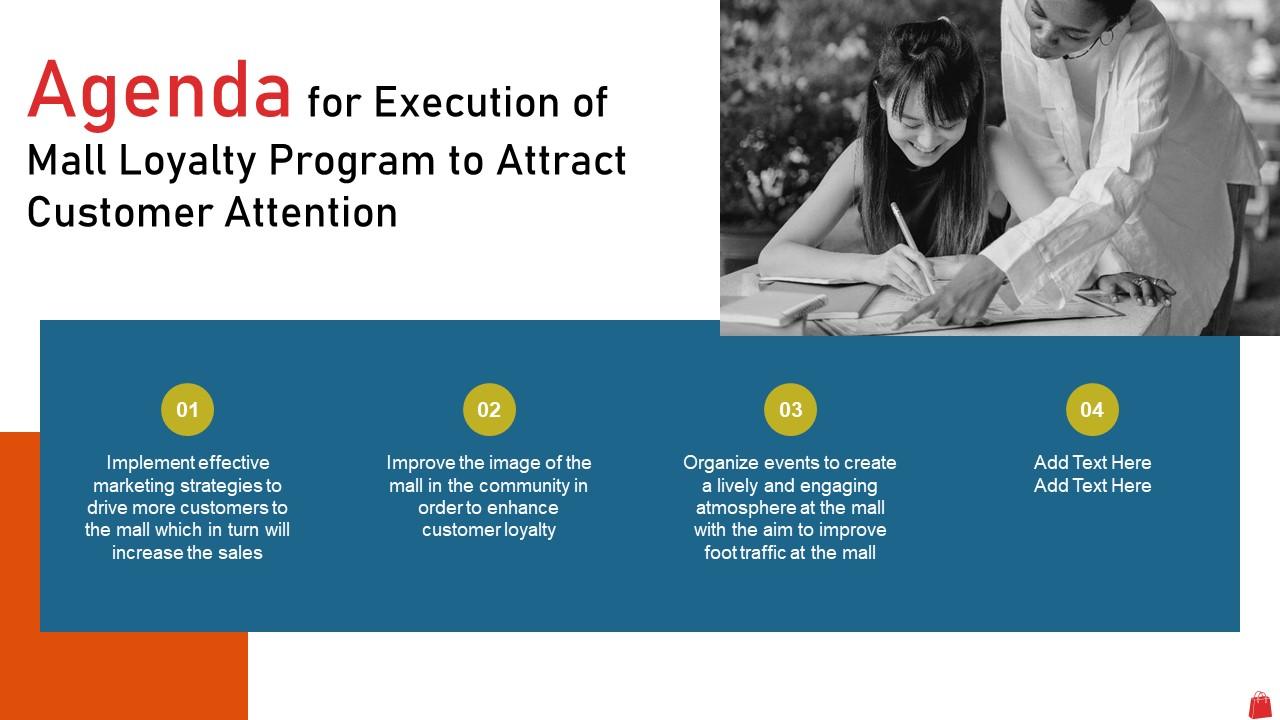 Agenda For Execution Of Mall Loyalty Program To Attract Customer Attention Mkt Ss V Ppt Presentation