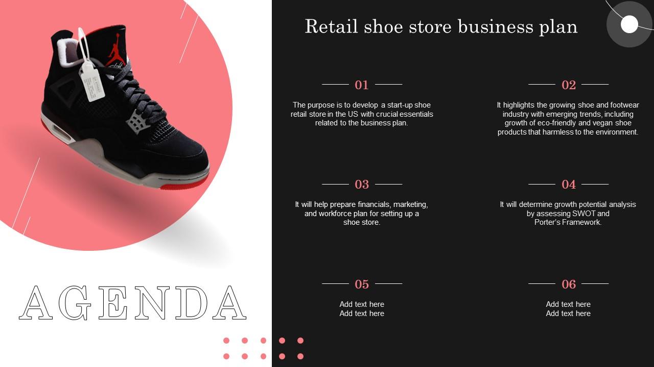 Agenda For Retail Shoe Store Business Plan Ppt Ideas Infographic ...