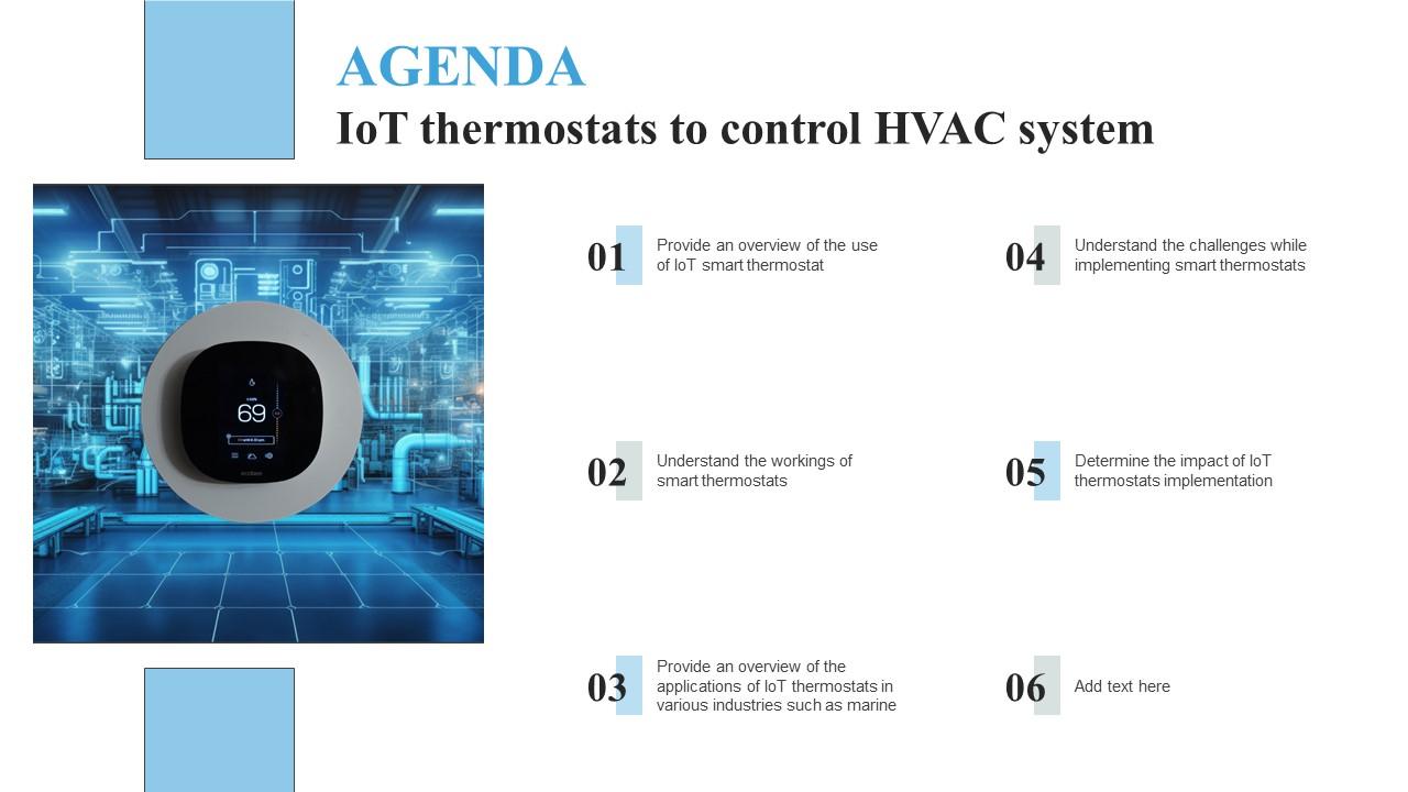 Agenda Iot Thermostats To Control Hvac System Iot Ss Ppt Example