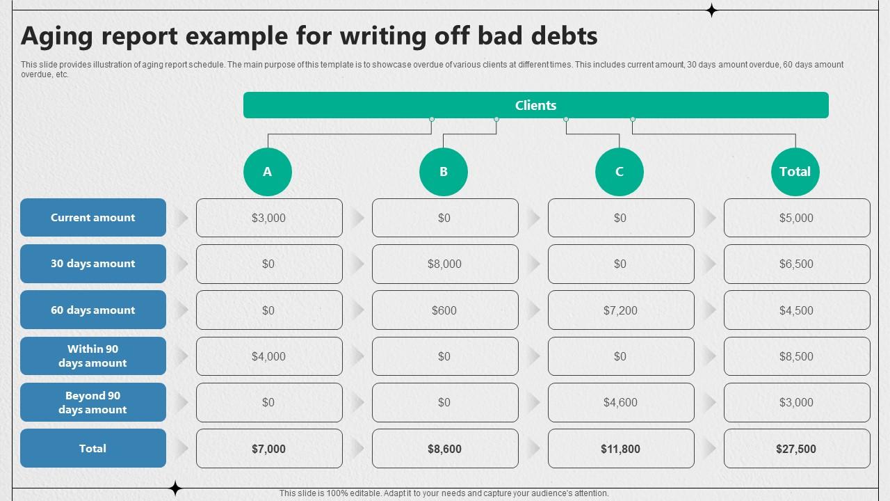 Aging Report Example For Writing Off Bad Debts PPT Sample