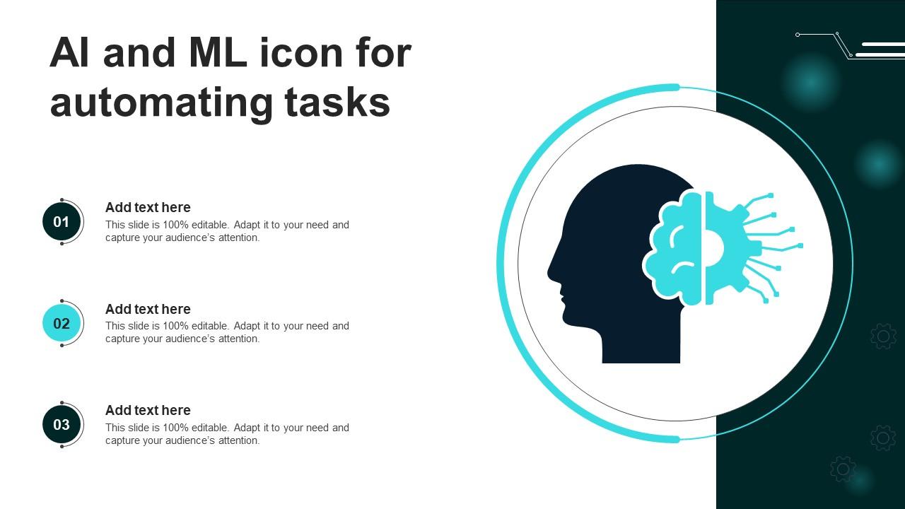 AI And ML Icon For Automating Tasks PPT Slide AI And ML Icon For Automating Tasks PPT Slide