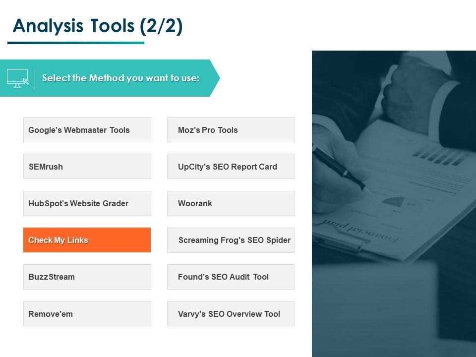 Analysis tools seo report ppt powerpoint presentation styles gridlines ...
