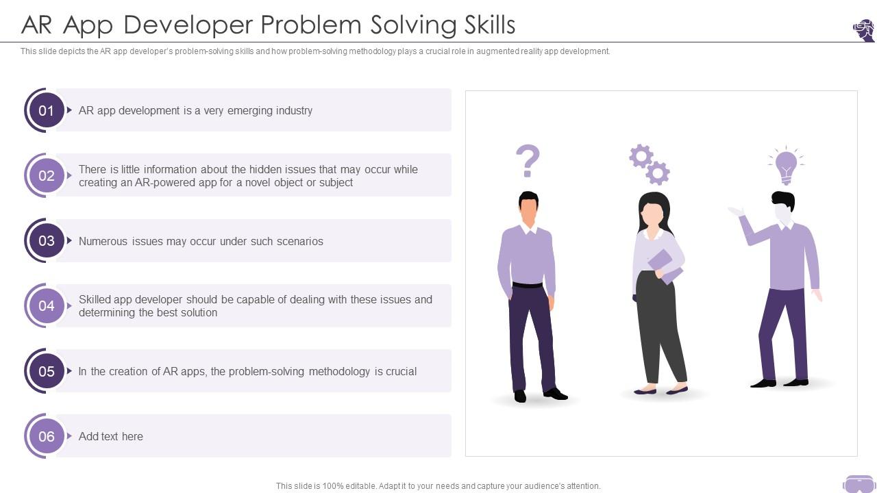 AR App Developer Problem Solving Skills Ppt Layouts Layouts | Presentation Graphics ...