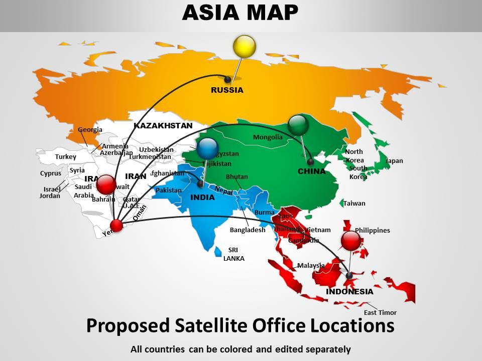 Asia continents map design 1114 | Presentation Graphics | PowerPoint ...