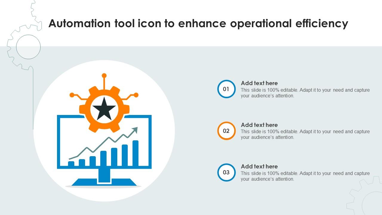 Automation Tool Icon To Enhance Operational Efficiency PPT PowerPoint