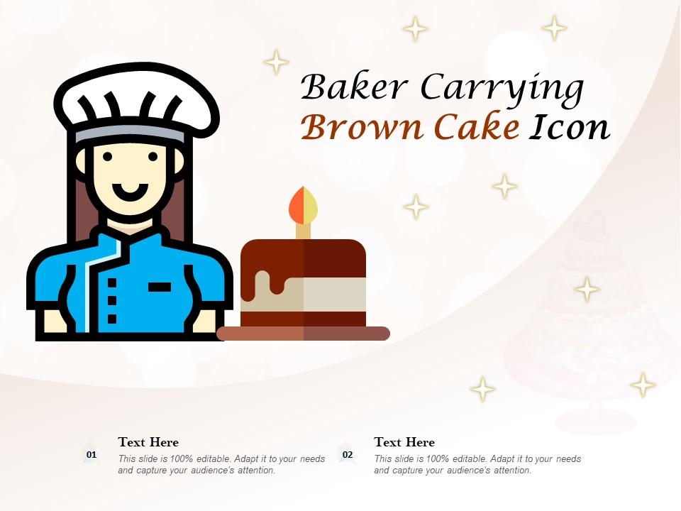 Baker Carrying Brown Cake Icon | PowerPoint Templates Backgrounds ...