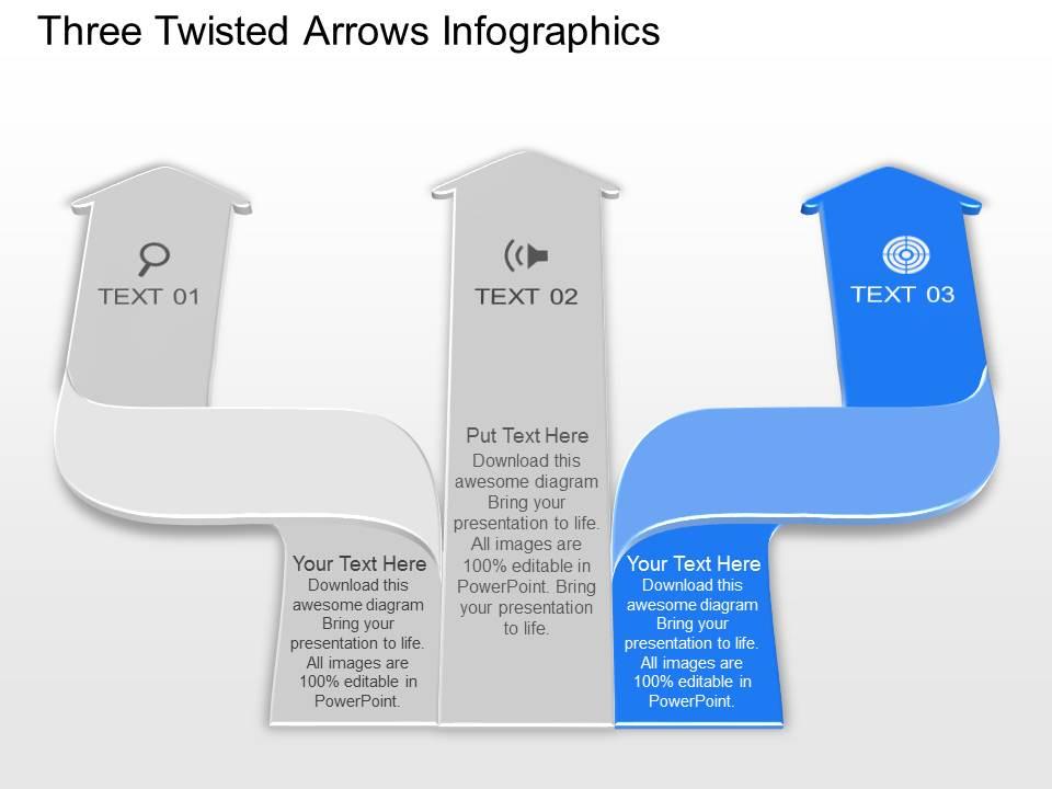 Bd Three Twisted Arrows Infographics Powerpoint Template Slide ...