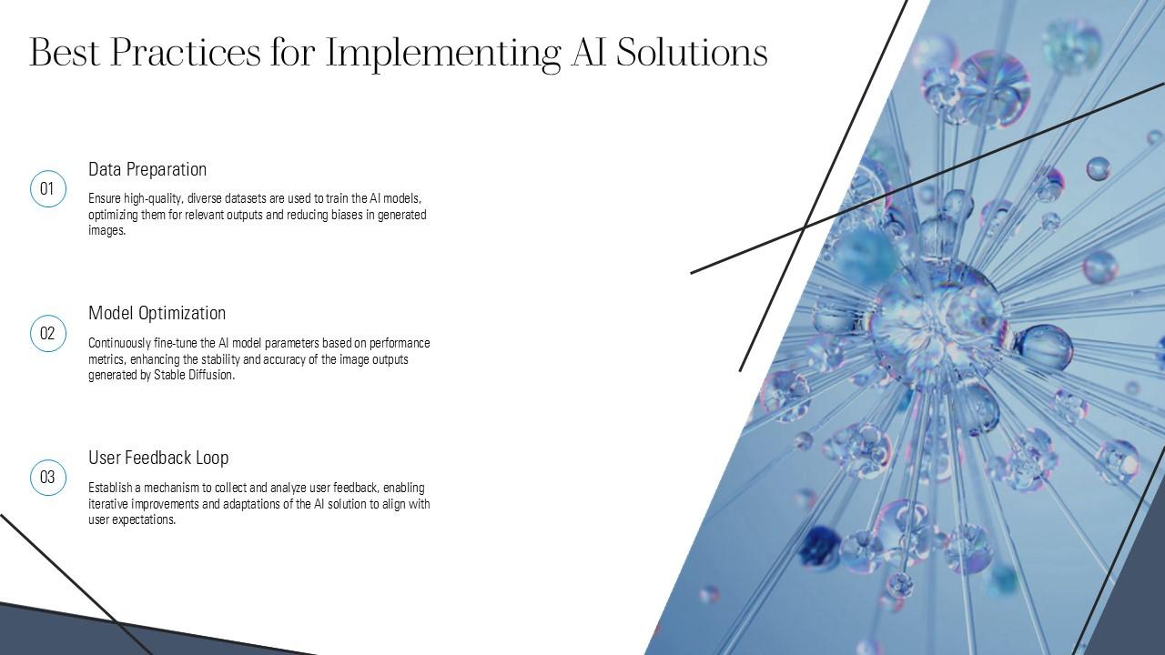Best Practices For Implementing Ai Solutions Stable Diffusion PPT Guidelines ST AI SS PPT Template