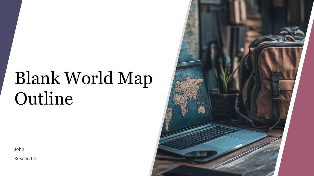 Blank World Map Outline PPT PowerPoint ST AI
