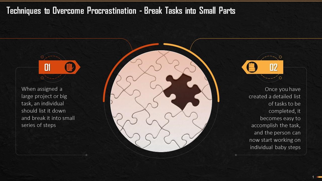 Breaking Tasks Into Parts A Technique To Overcome Procrastination Training Ppt PPT Presentation