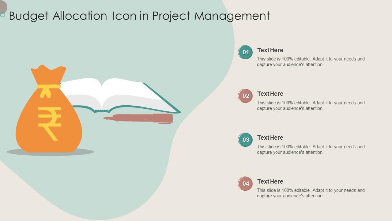 Budget Allocation Icon In Project Management PPT Sample