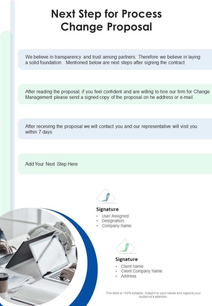 Business Transformation Next Step For Process Change Proposal One Pager Sample Example Document ...