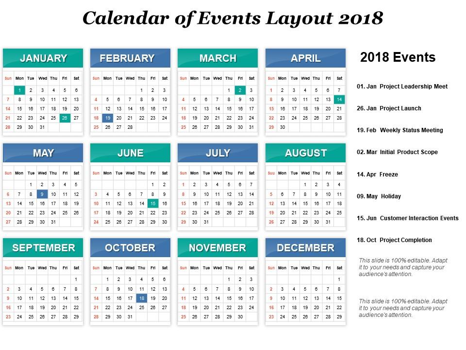 Calendar Of Events Layout | Templates PowerPoint Presentation Slides ...