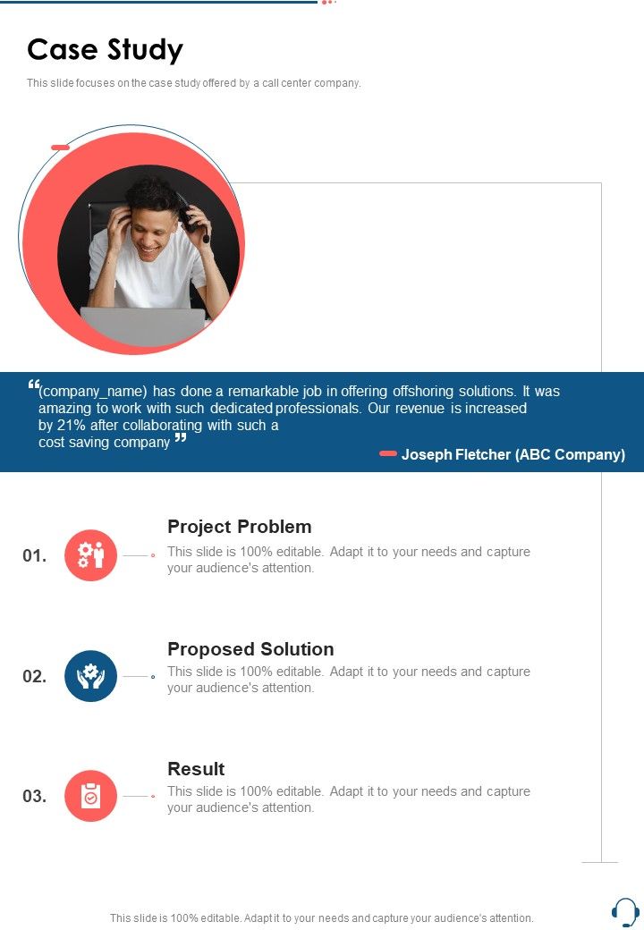 Case Study Call Center Proposal One Pager Sample Example Document | Presentation Graphics ...