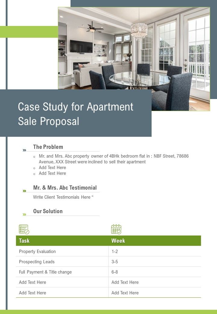 Case Study For Apartment Sale Proposal One Pager Sample Example Document | Presentation Graphics ...