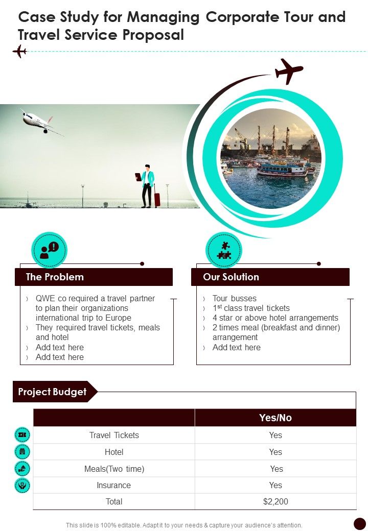 Case Study For Managing Corporate Tour And Travel Service One Pager Sample Example Document ...