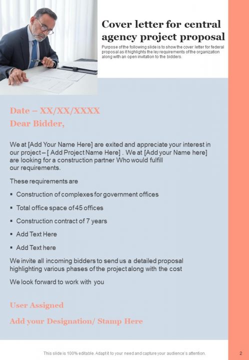 Central Agency Project Proposal Report Sample Example Document PPT Slide