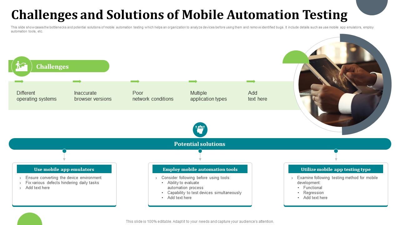 Challenges And Solutions Of Mobile Automation Testing PPT Example