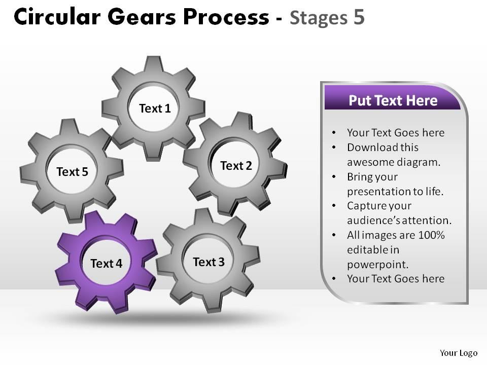 Circular Gears Process Stages 5 Powerpoint Slides | PowerPoint Slide ...