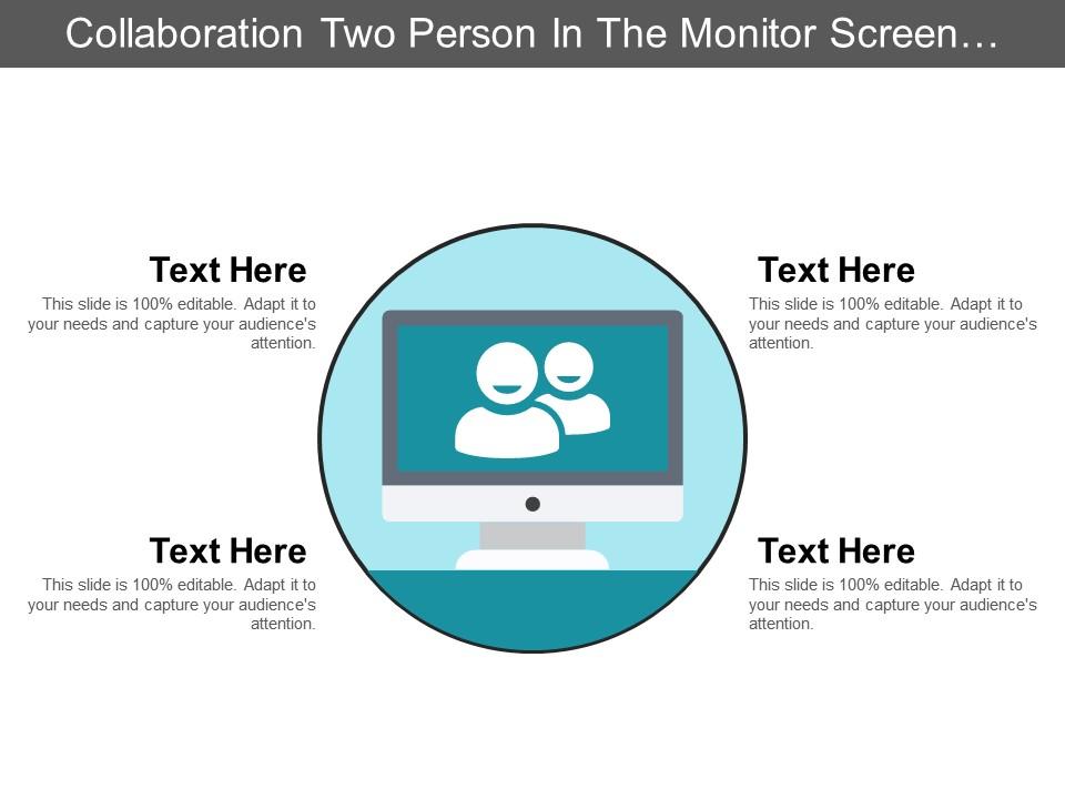 Collaboration Two Person In The Monitor Screen Icon Ppt Slide ...