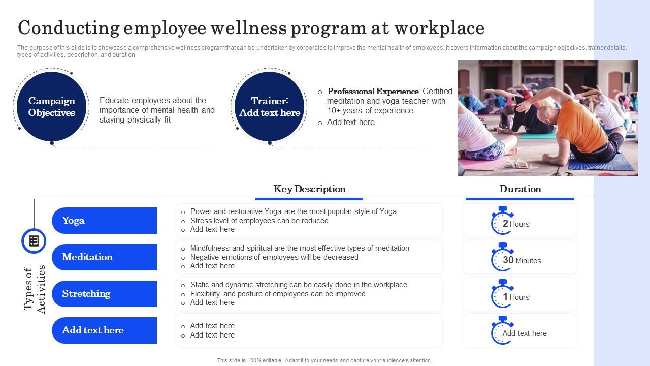Conducting Employee Wellness Program At Workplace Building Productive Workforce PPT Presentation