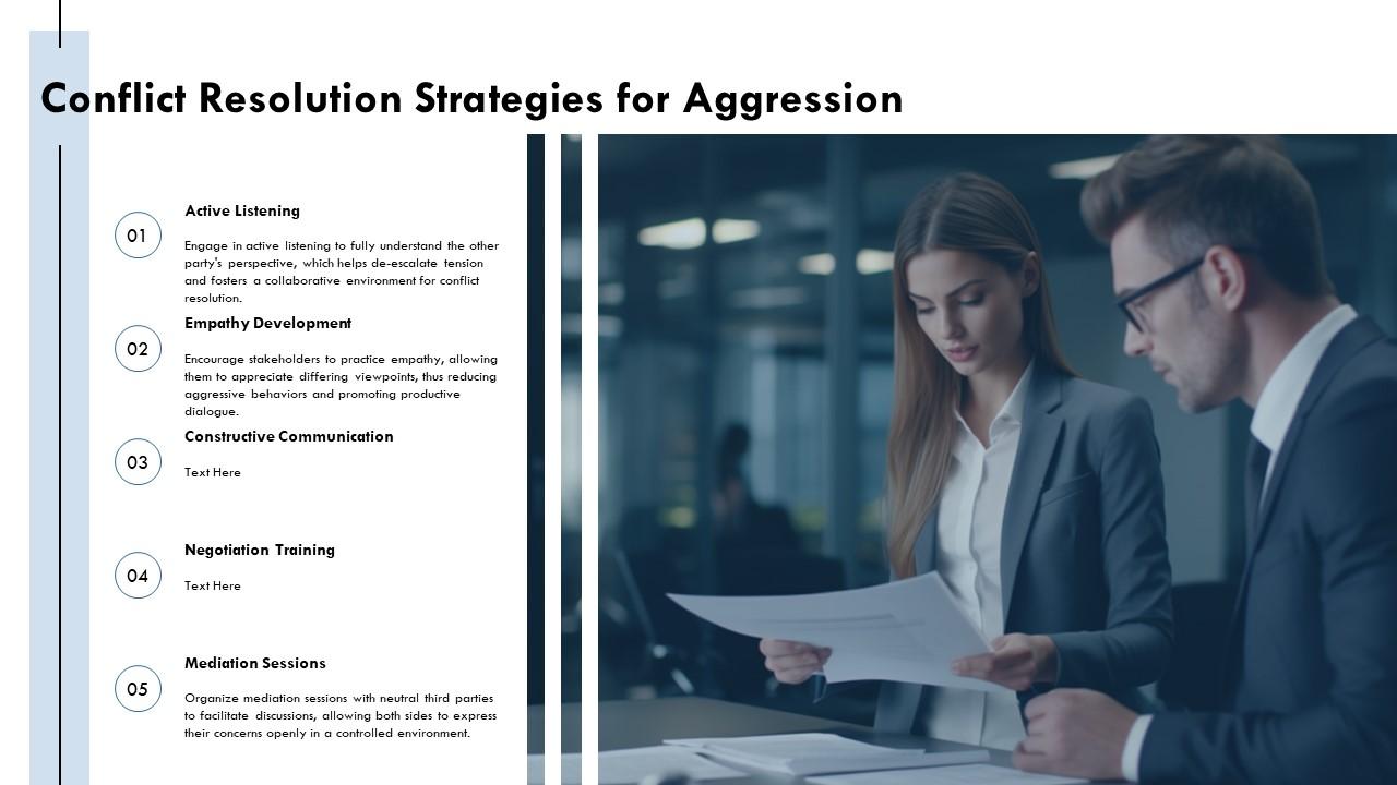 Conflict Resolution Strategies For Aggression Belligerence PPT Slides ...